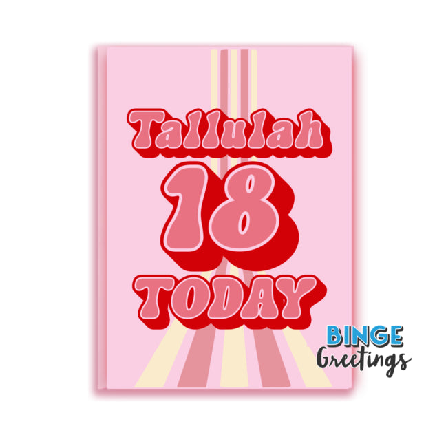 Personalised Retro Pink 18TH Birthday Card with Name – Binge Greetings